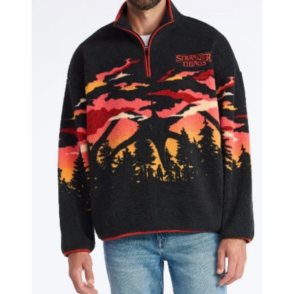 Stranger Things | Sweaters | Stranger Things Red And Black Quarter Zip ...